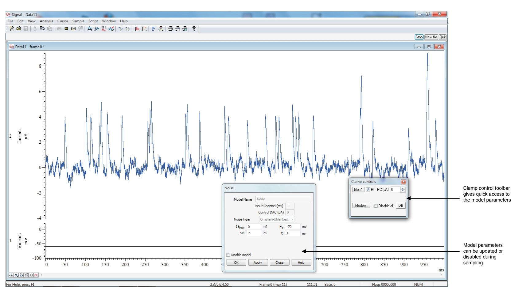 CED Signal: Dynamic clamping, Data acquisition